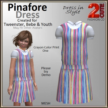 Second Life Marketplace - Pinafore Dress [2cute] Crayon Color Print One